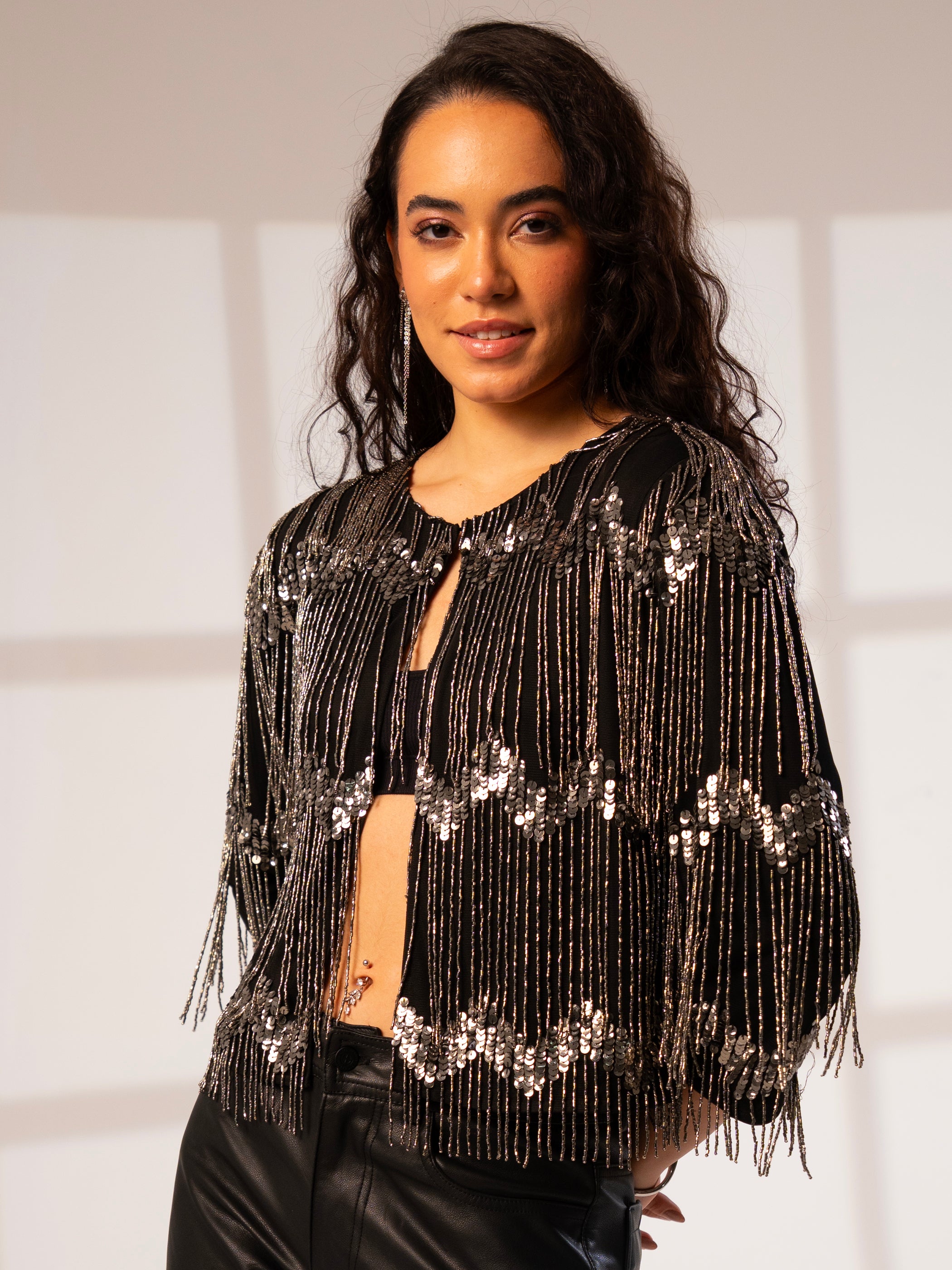 Phoebe Black and Silver Fringe Jacket – Rose & Nancy