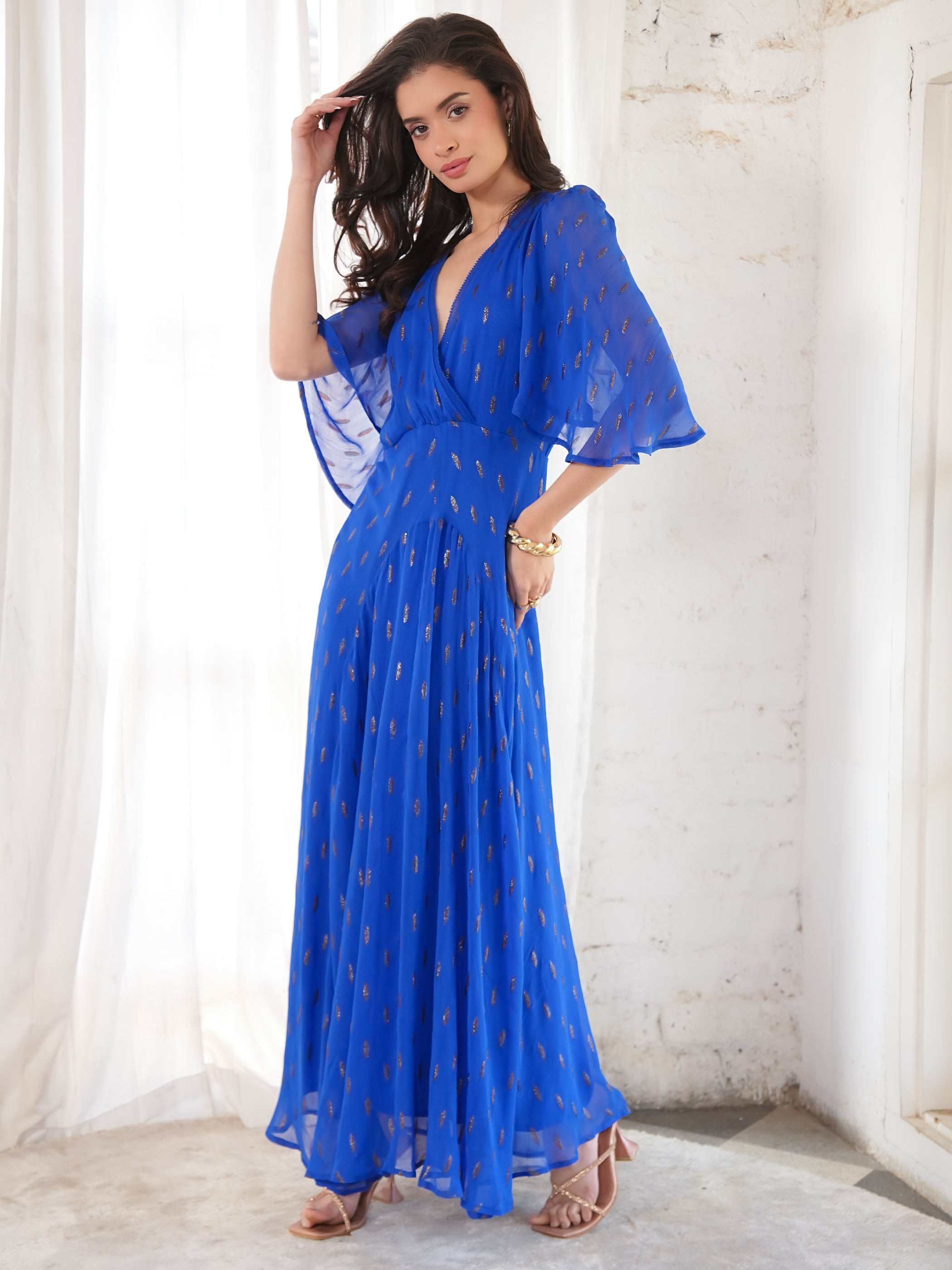 Talia Blue Sparkle Maxi Dress – Rose & Nancy